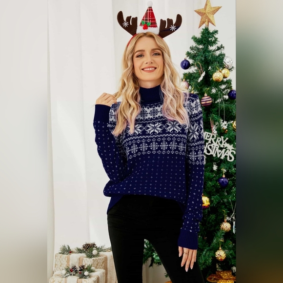 Sweaters | Snowflake Turtleneck Knit Fair Isle Geometric Classic ...